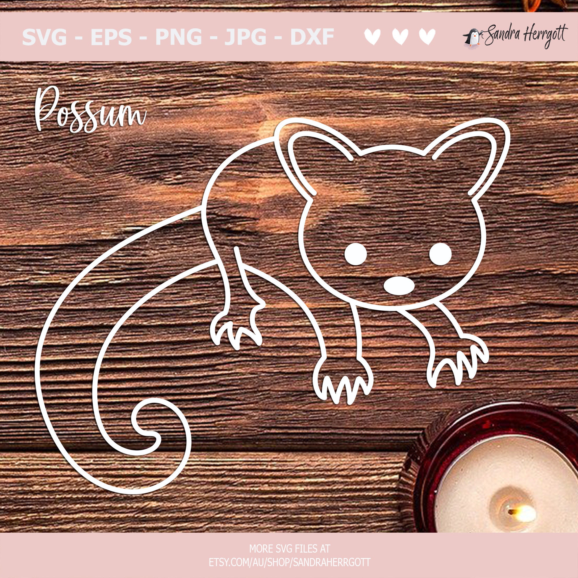 Australian Animal Plotter File Svg Dxf Png Jpg Cute Aussi Baby Possum ...
