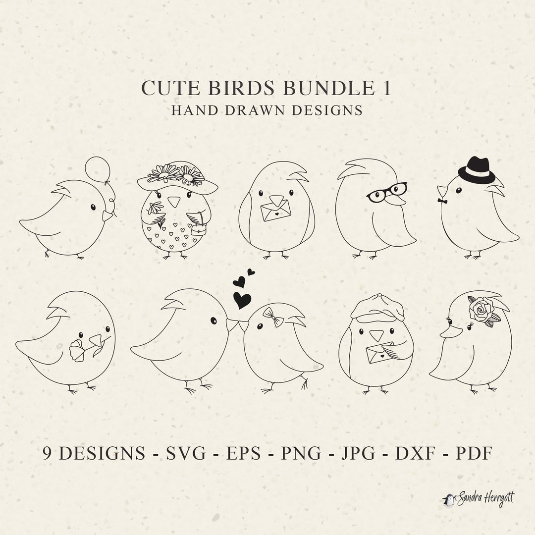 Cute Bird Plotter File Svg Dxf Eps Png Jpg Pdf Spring Animal Cricut ...
