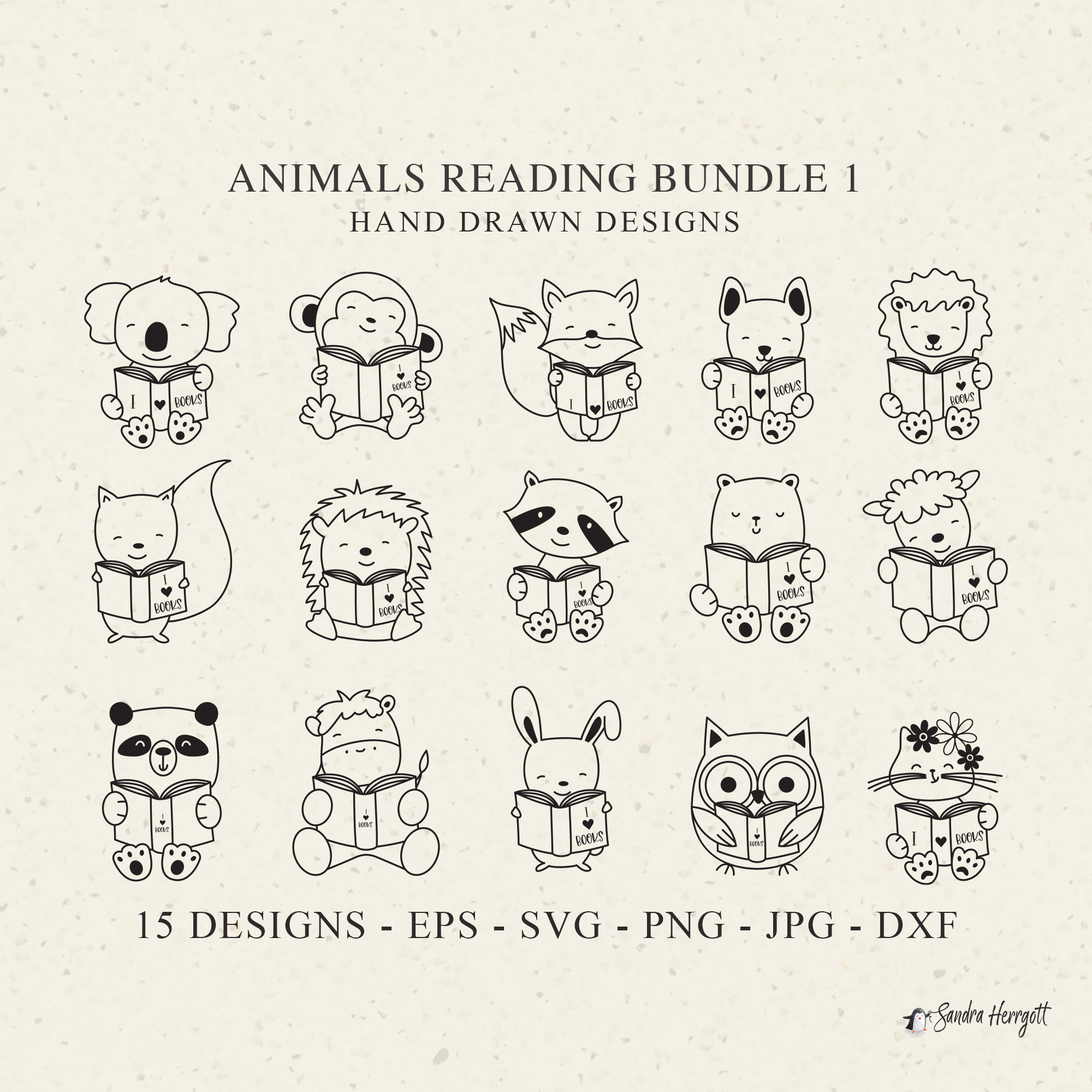 Animal Reading Plotter File SVG DXF PNG Lion Fox Koala Bear - Etsy