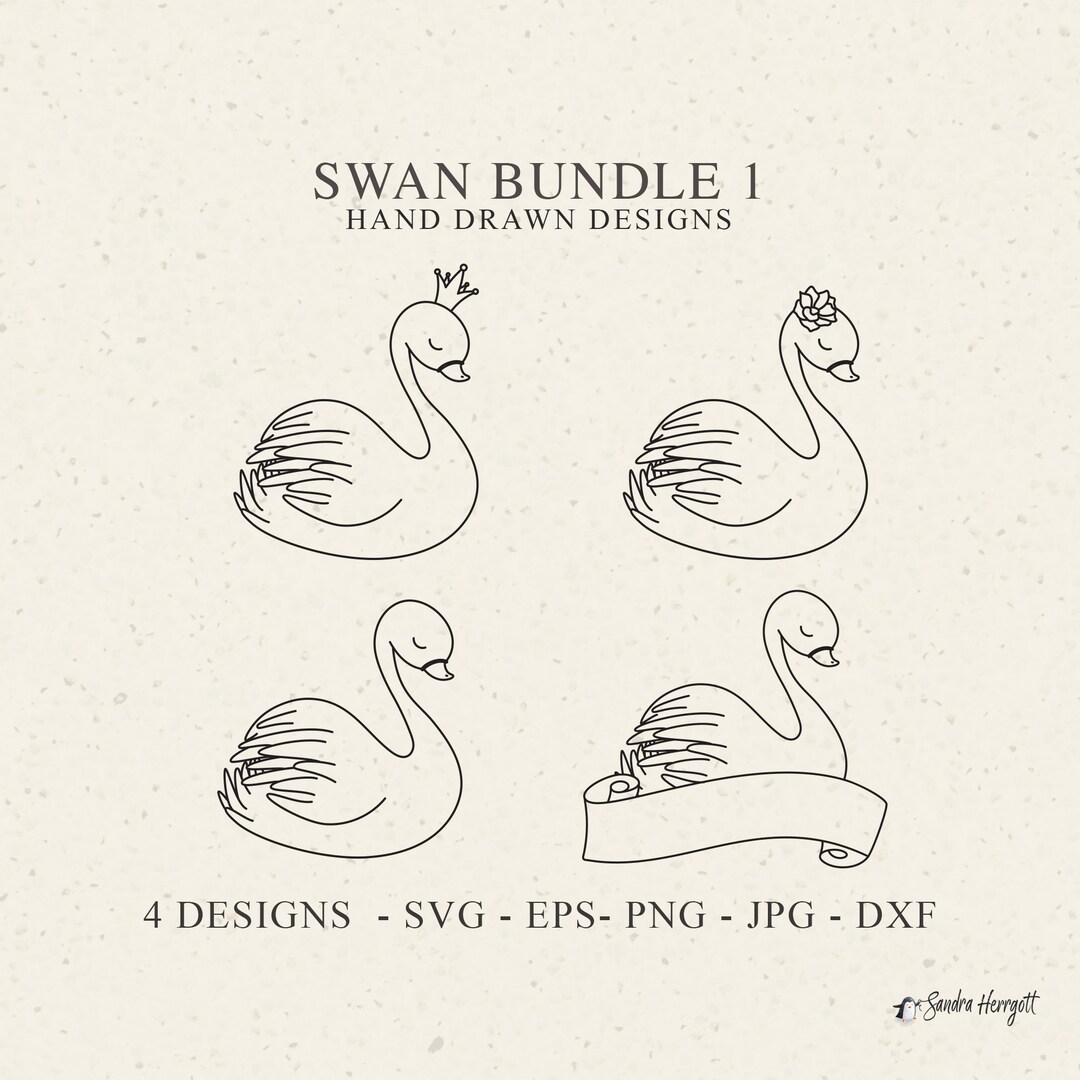 Swan Plotter File Svg Dxf Png Eps Jpg Cute Animal Cricut Crown ...