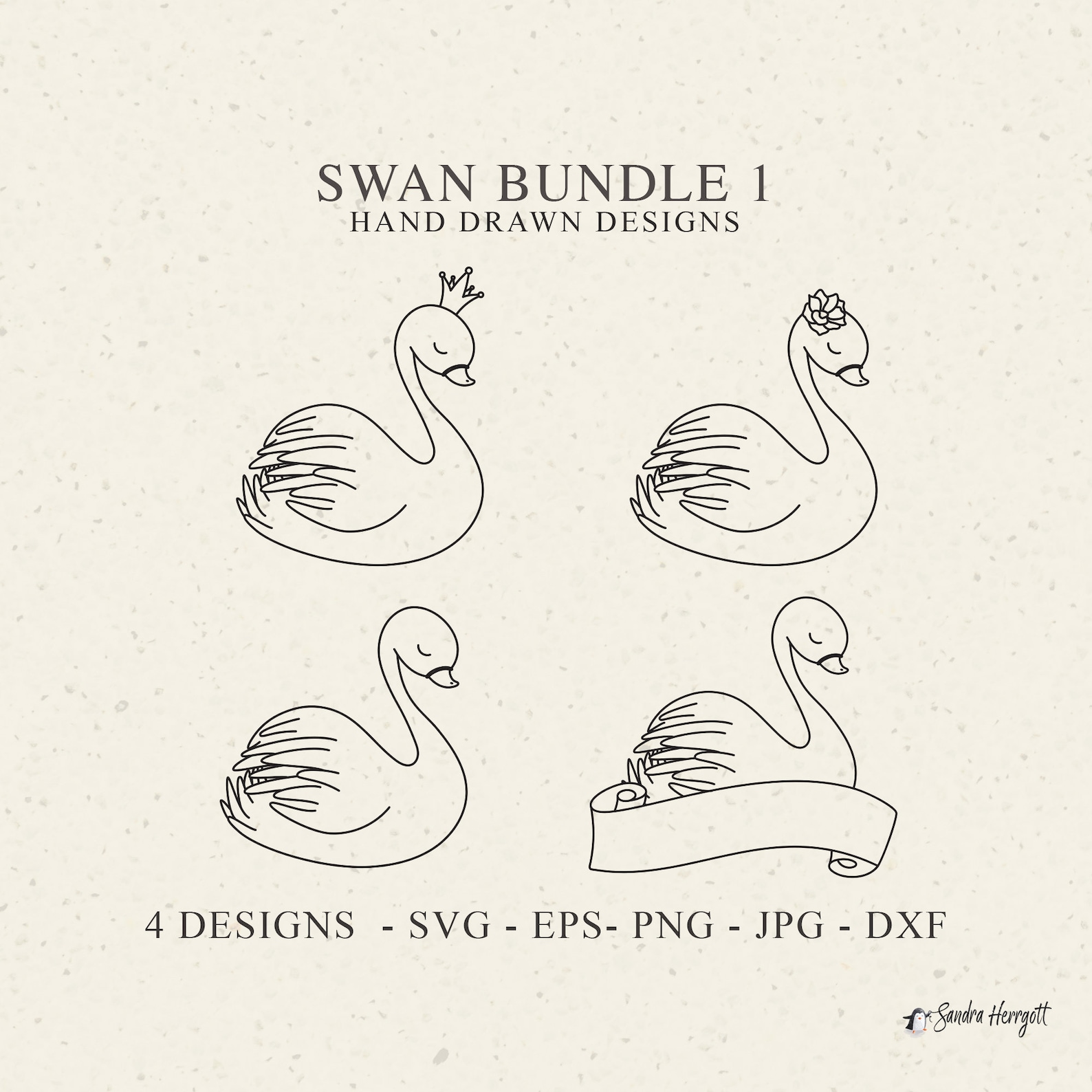 Swan Plotter File Svg Dxf Png Eps Jpg Cute Animal Cricut Crown ...
