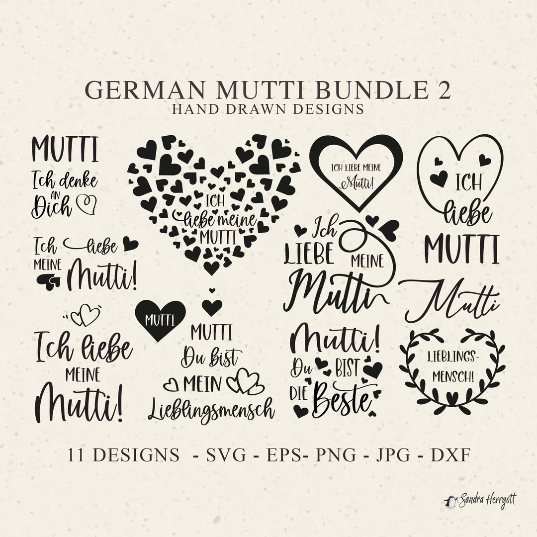 German Mutti Plotter File SVG DXF Eps Png Jpg Ich Liebe Meine Mutti ...