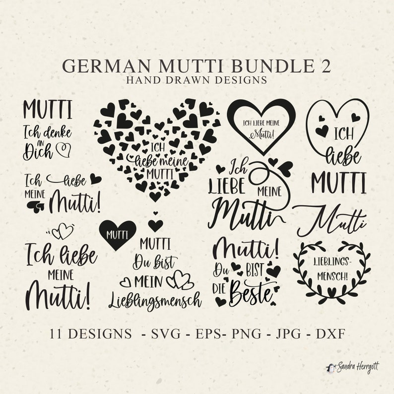 German Mutti Plotter File SVG DXF Eps Png Jpg Ich Liebe Meine - Etsy