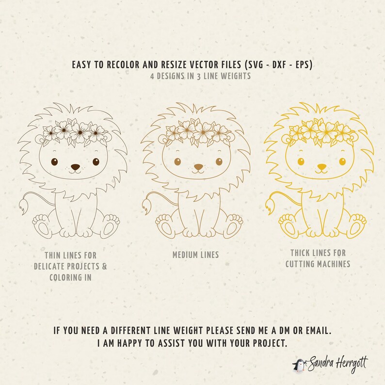 Floral Lion Plotter File Svg Dxf Png Jpg Pdf Eps Safari Cricut Animal ...