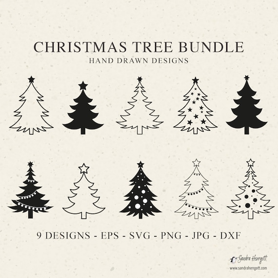 Christmas Tree Svg Bundle Pine Tree Cut File Tree Icon Dxf | Etsy