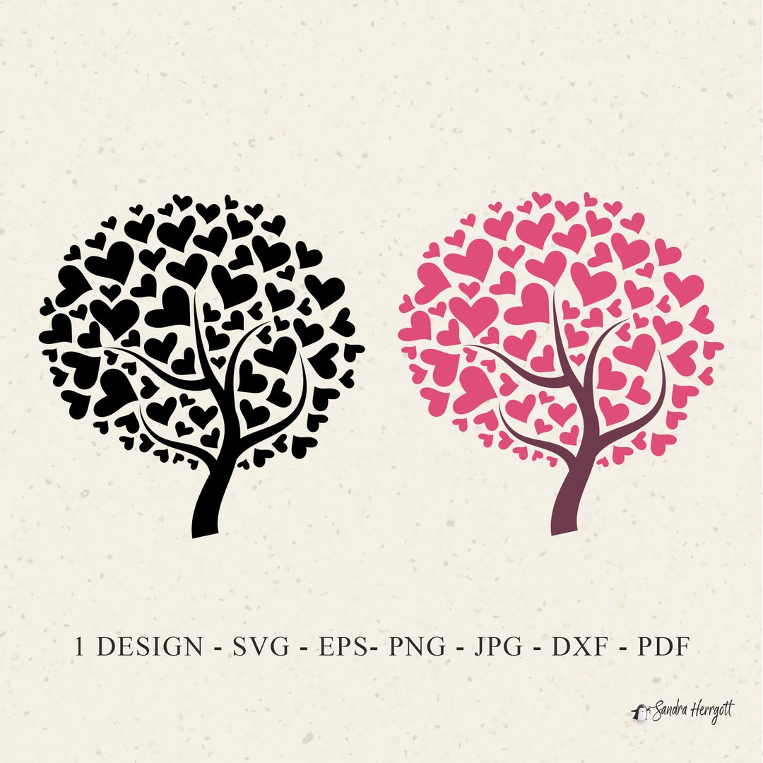 Heart Tree Plotter File Svg Dxf Png Pdf Jpg Leaves Cricut Plant ...