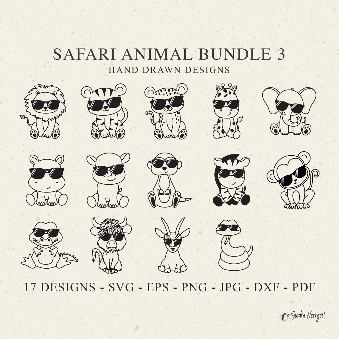 Sunglasses Safari Animal Plotter File Svg Dxf Png Pdf Jungle Cricut ...