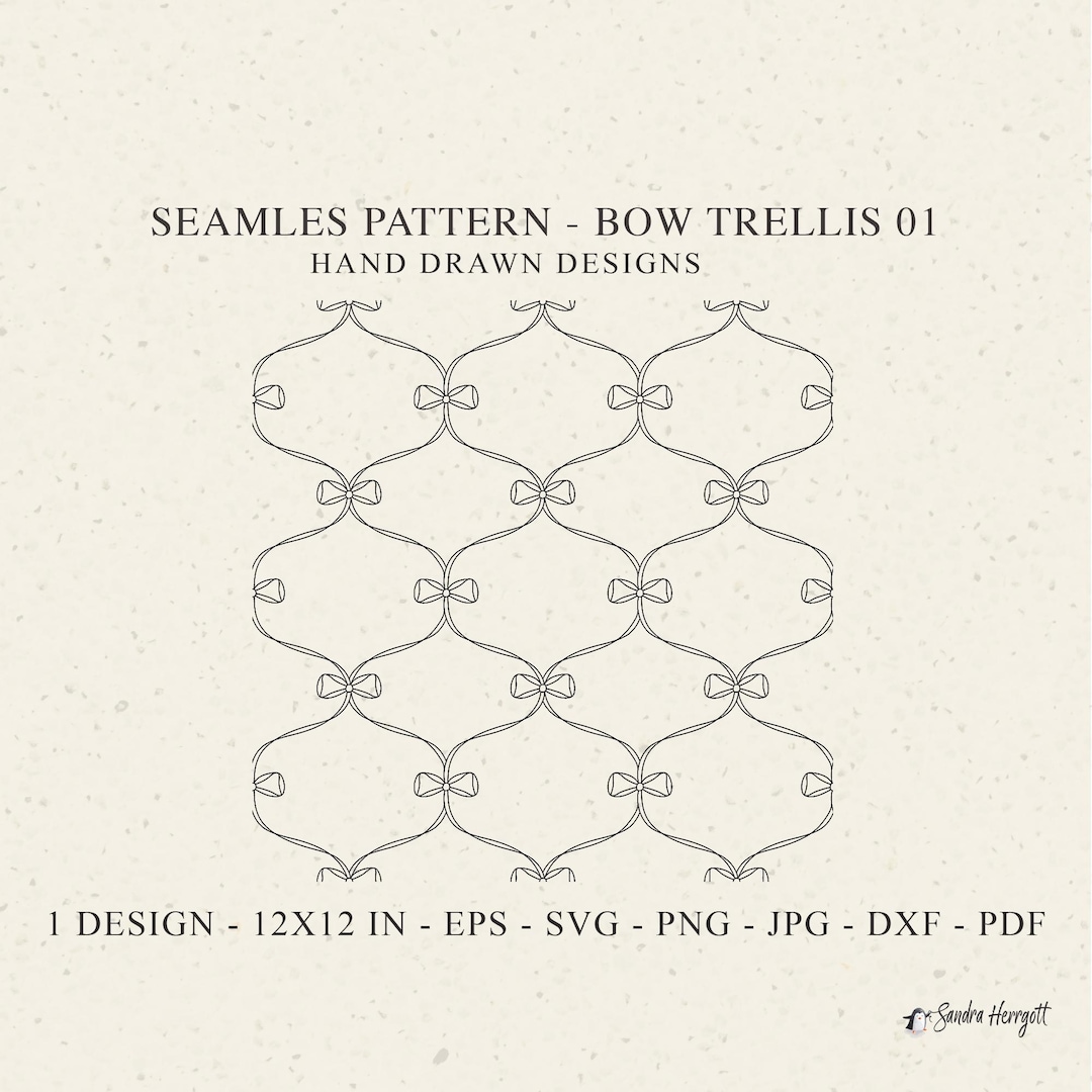 Bow Trellis Seamless Pattern Svg Dfx Eps Jpg Png Geometric Cricut ...