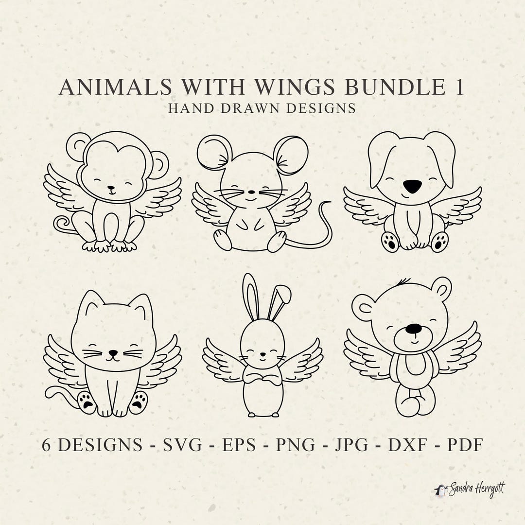 Animal Wing Plotter File Svg Dxf Png Jpg Puppy Cricut Silhouette Baby ...