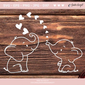 Elefanten in der Liebe Plotterdatei SVG Dxf Png Jpg Pdf Safari Cricut Tier Silhouette niedlich ...