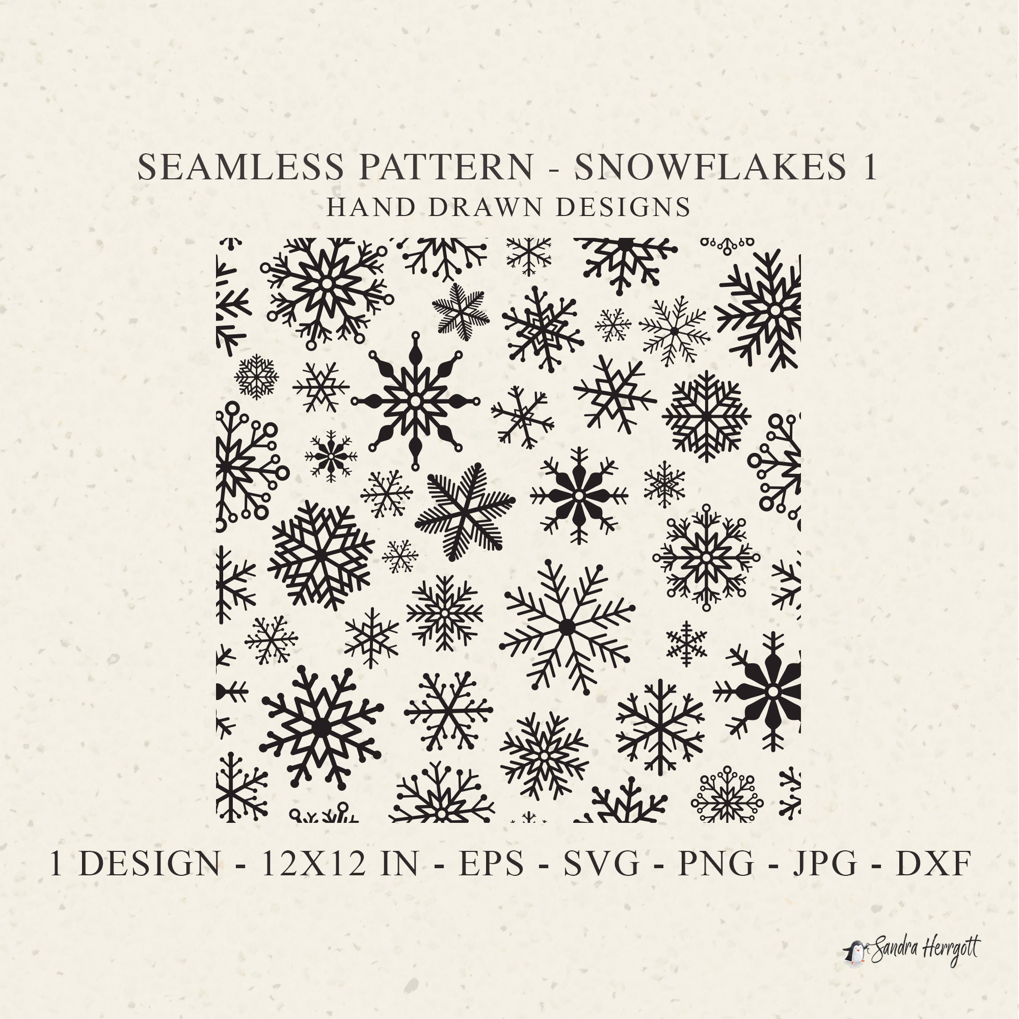 Snowflake Seamless Pattern SVG Plotter File Dxf Png Eps Jpg - Etsy
