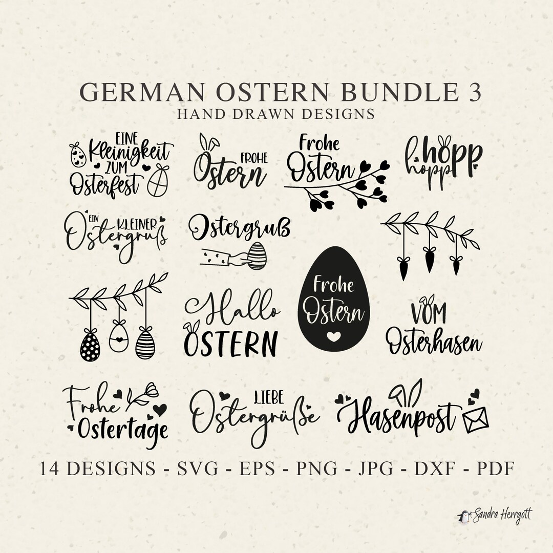 German Ostern Plotter File Svg Dxf Png Jpg Pdf Spring Cricut Hallo ...