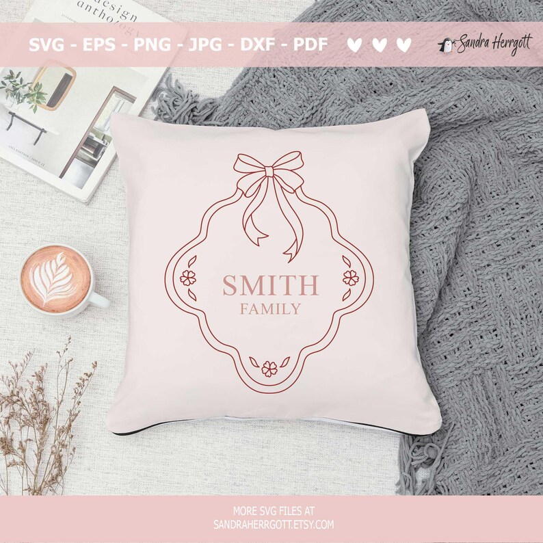 Ribbon Frame Plotter File Svg Dxf Png Jpg Pdf Eps Coquette Bow Cricut ...