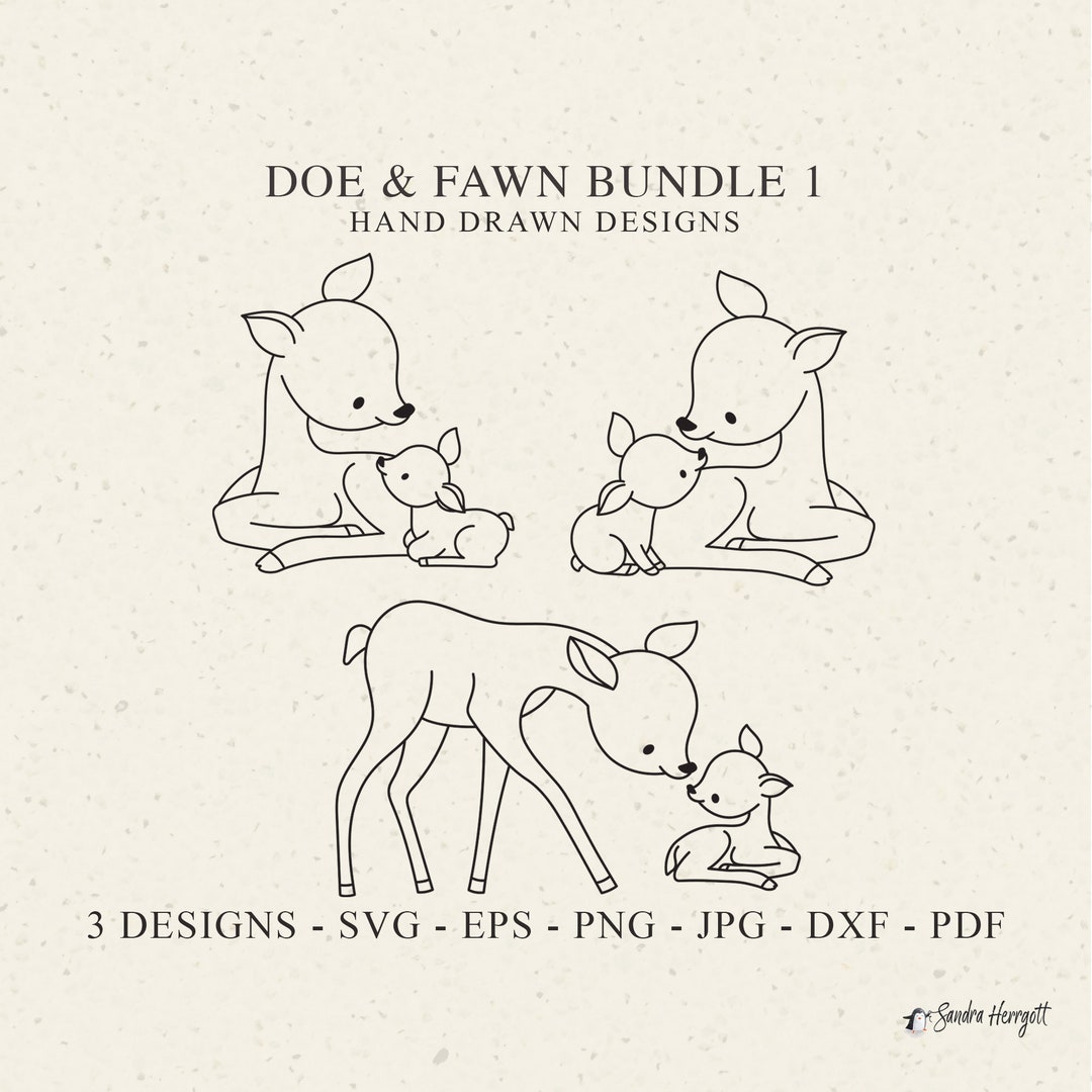 Doe Fawn Plotter File Svg Dxf Png Jpg Pdf Eps Cute Deer Cricut Forest ...