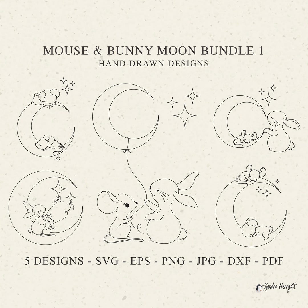 Moon Mouse Plotter File Svg Dxf Png Jpg Sweet Animal Cricut Baby Mum ...