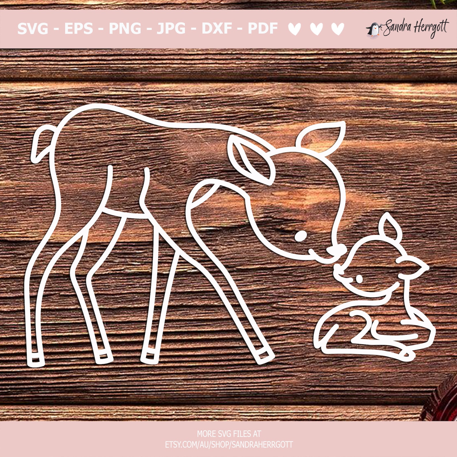 Doe Fawn Plotter File Svg Dxf Png Jpg Pdf Eps Cute Deer Cricut Forest ...