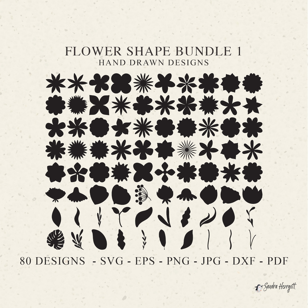 Blossom Shapes Plotter File SVG DXF PNG Floral Cricut Flower Silhouette Laser Cut Template ...