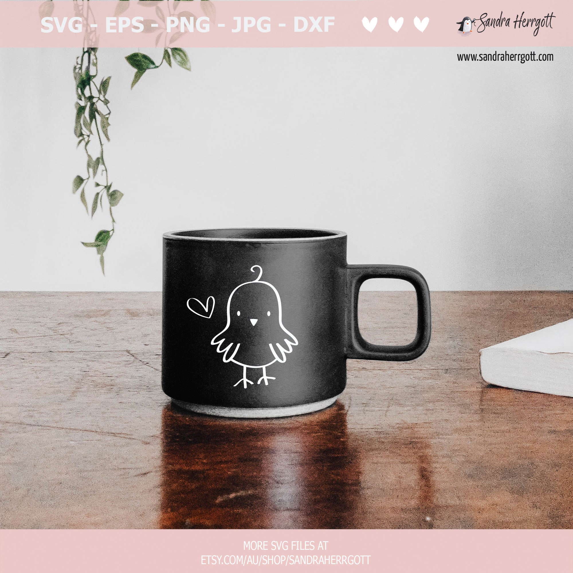 Kleiner Vogel Plotterdatei SVG DXF PNG Blume Baum Herz Frühling Cricut ...