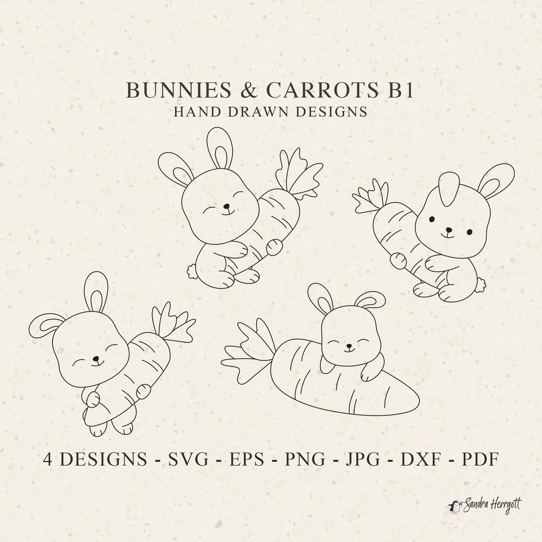 Easter Bunny Holding Carrot Plotter File Svg Dxf Png Jpg Pdf Baby ...