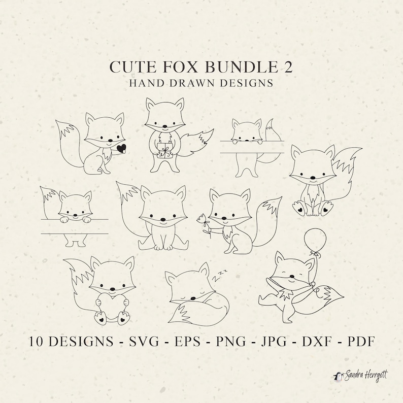Cute Fox Plotter File Svg Dxf Png Jpg Pdf Birthday Cricut Forest Animal ...