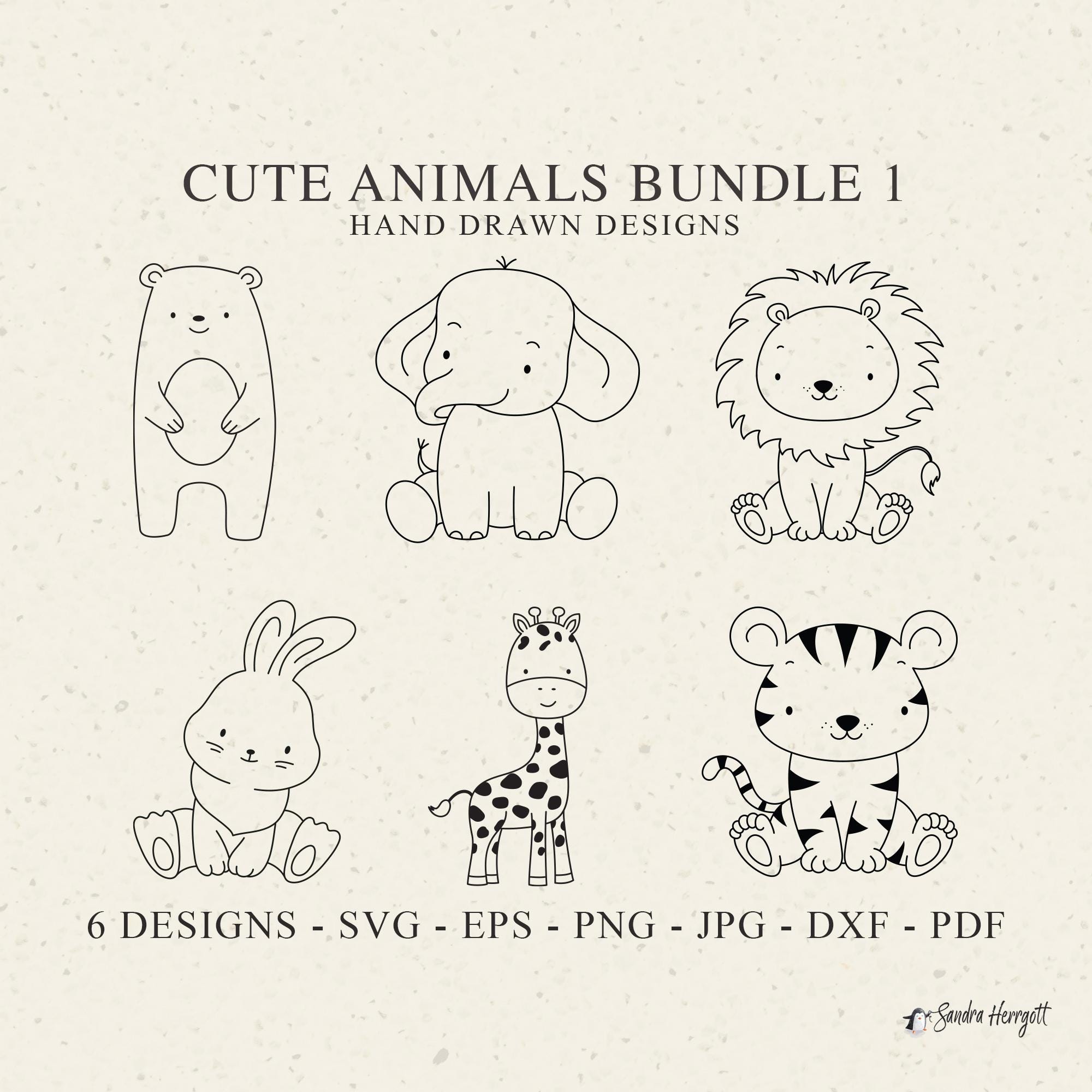 Cute Animal Plotter File Svg Dxf Png Eps Pdf Lion Cricut Bear ...