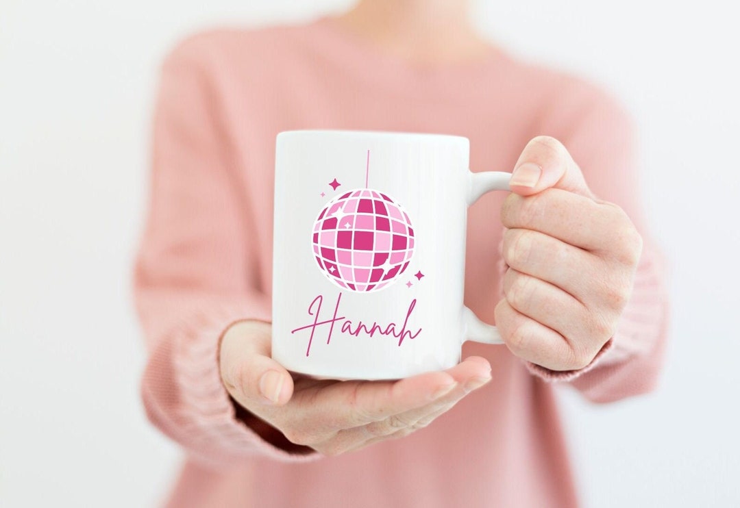 Pink Disco Ball Coffee Mug, Personalized Custom Disco Mug Personalized ...