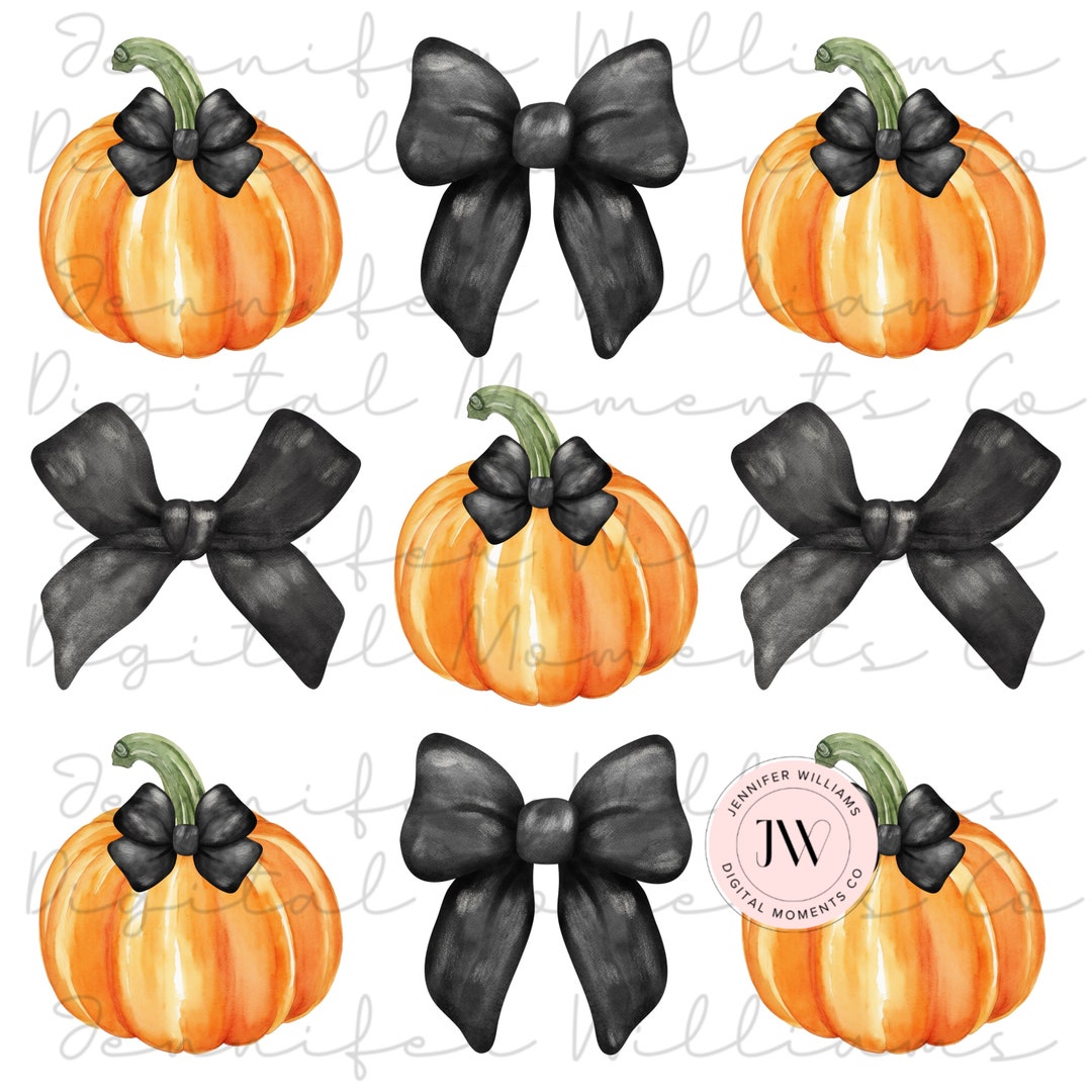 Pumpkins and Bows, Halloween, Coquette, Jack O Lantern, PNG, Digital ...