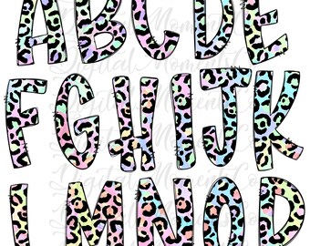 Rainbow Doodle Letters, Digital Download, PNG, Sublimation, DTG ...