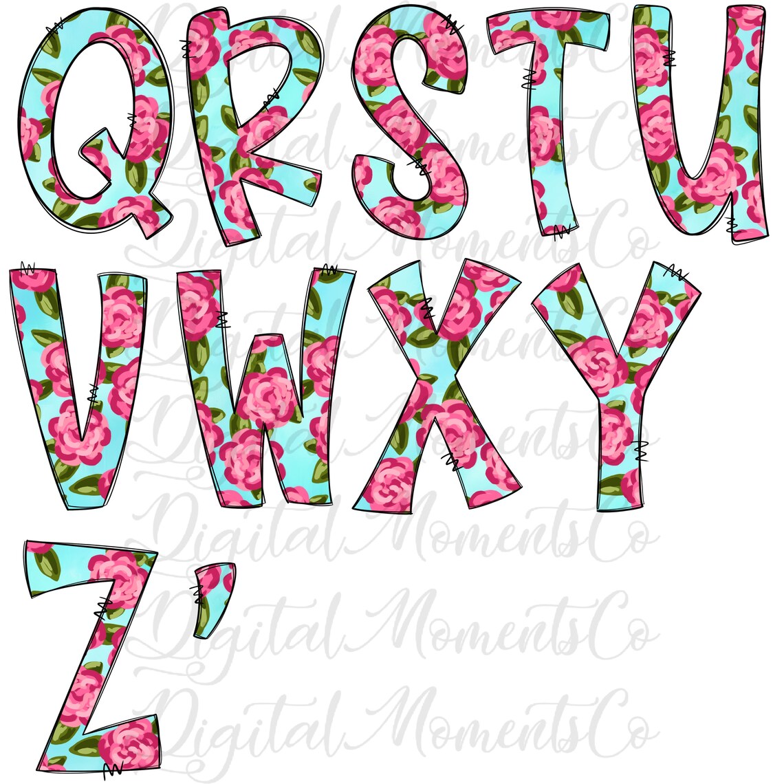 Preppy Doodle Letters Digital Download PNG Sublimation DTG - Etsy