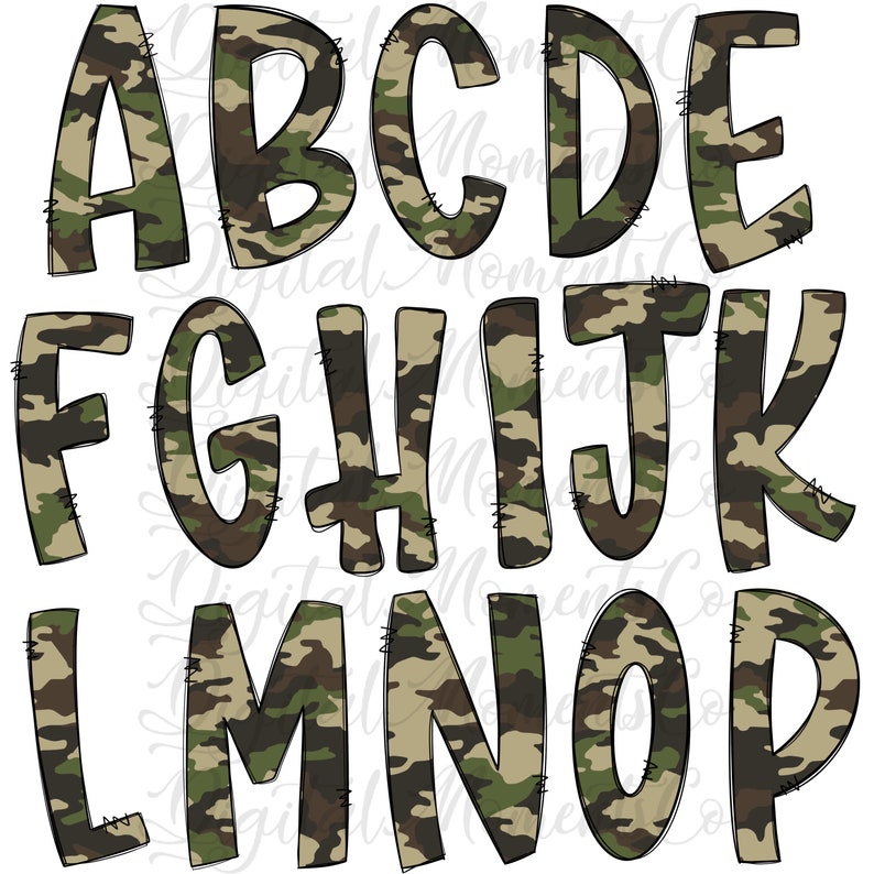 Camo Doodle Letters Digital Download PNG Sublimation DTG - Etsy