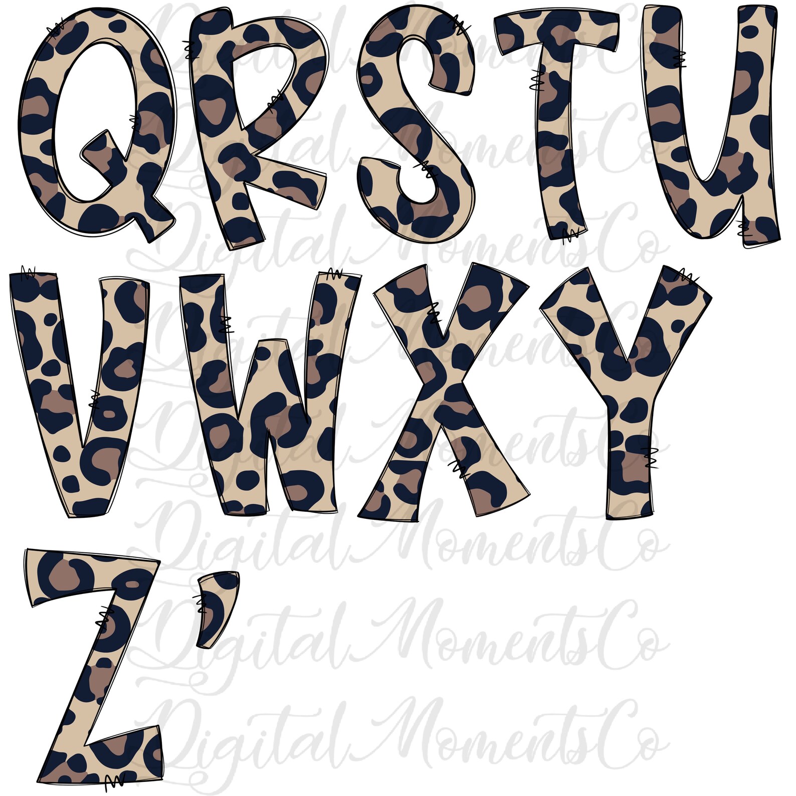 Leopard Doodle Letters Png Digital Download Sublimation | Etsy