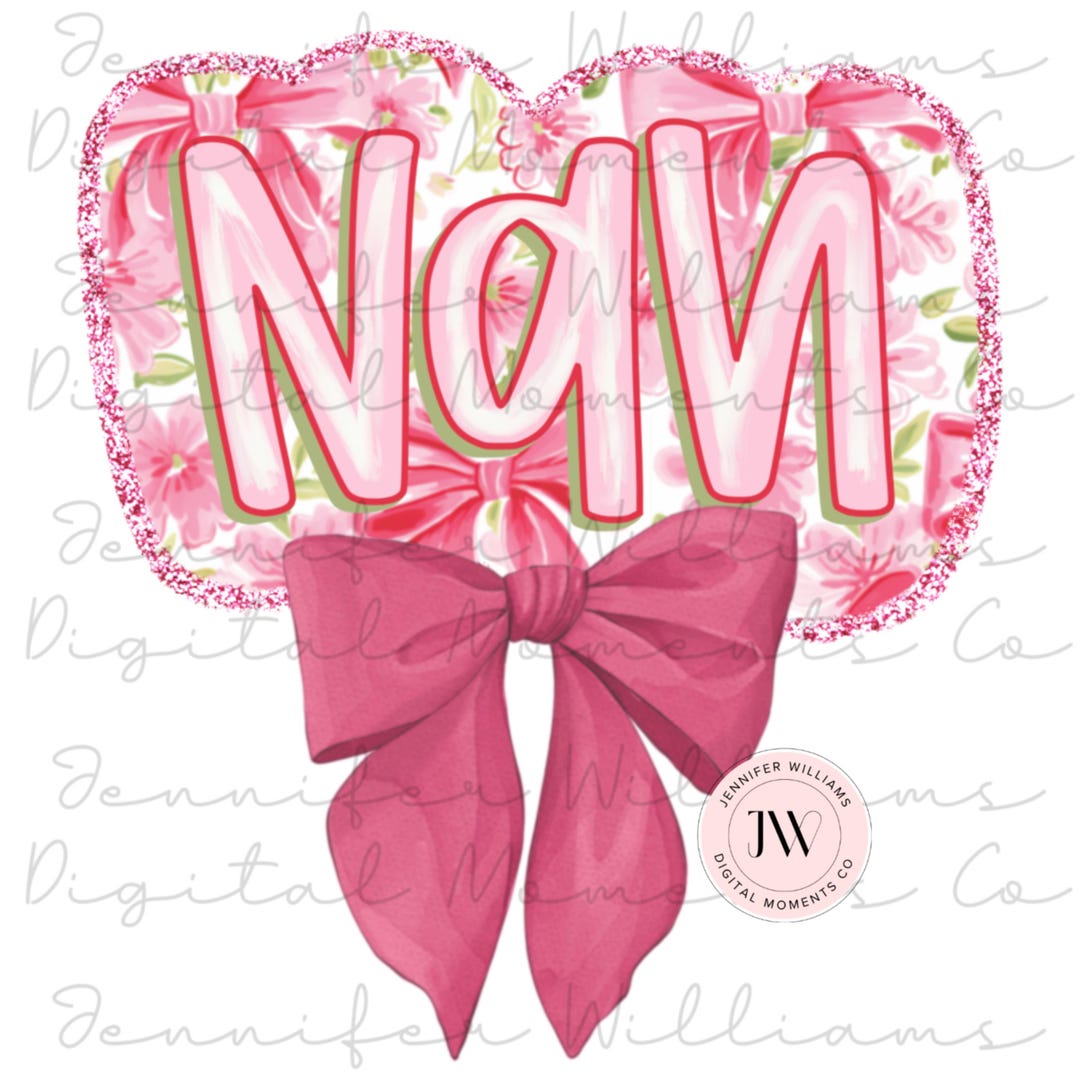 Nan, Pink Bow, Coquette, PNG, Digital Download, Sublimation, DTG - Etsy