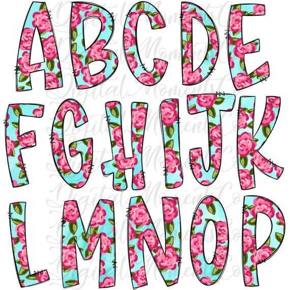 Preppy Doodle Letters Digital Download PNG Sublimation DTG - Etsy