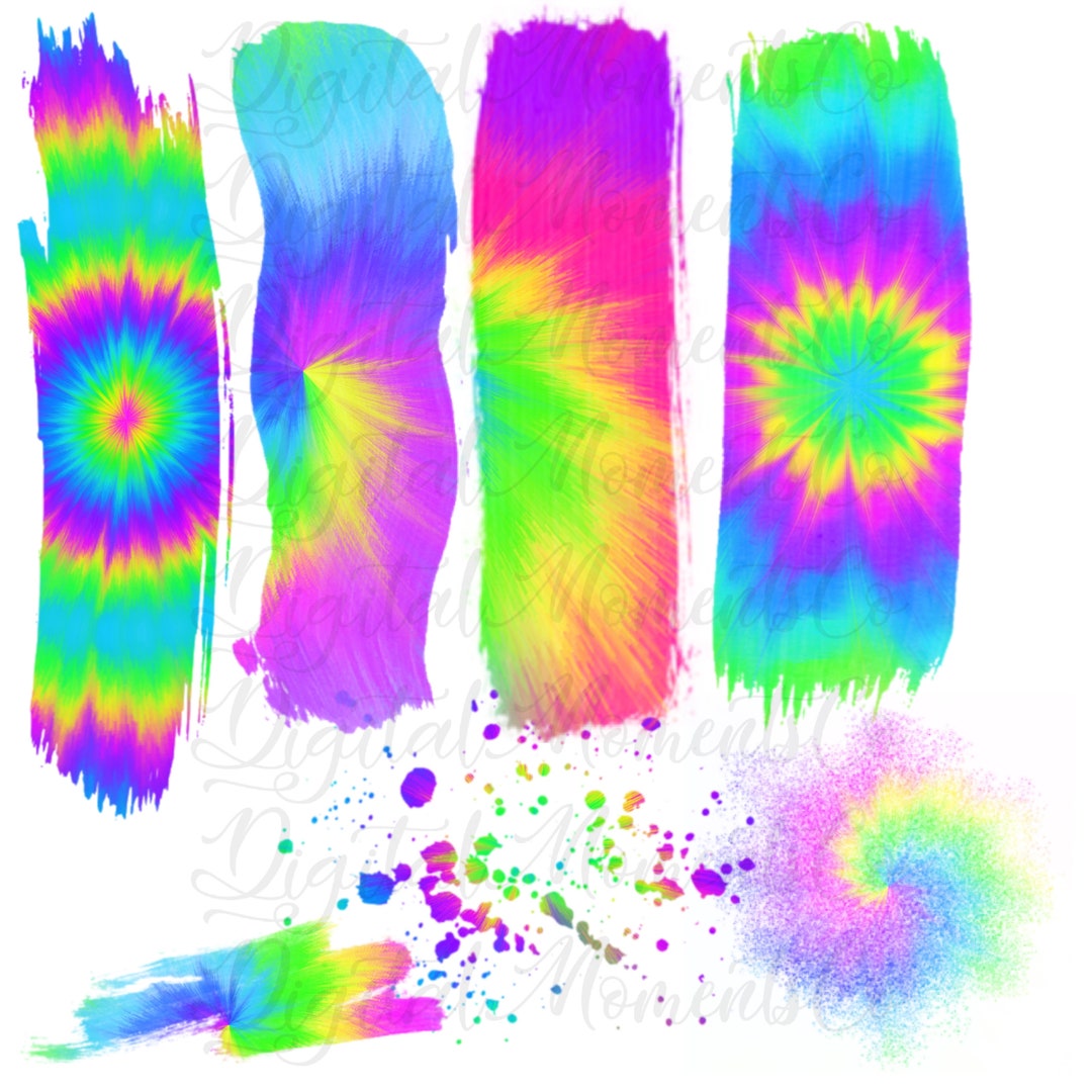 Tie Dye Brush Strokes, Individual Strokes, PNG, Sublimation, Digital ...
