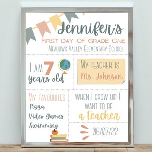 Neutral Banner Design First Day of School Printable Sign | Editable ...