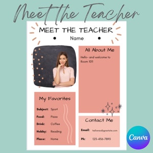 Editable Canva Template L Meet the Teacher Template L Back to School L ...