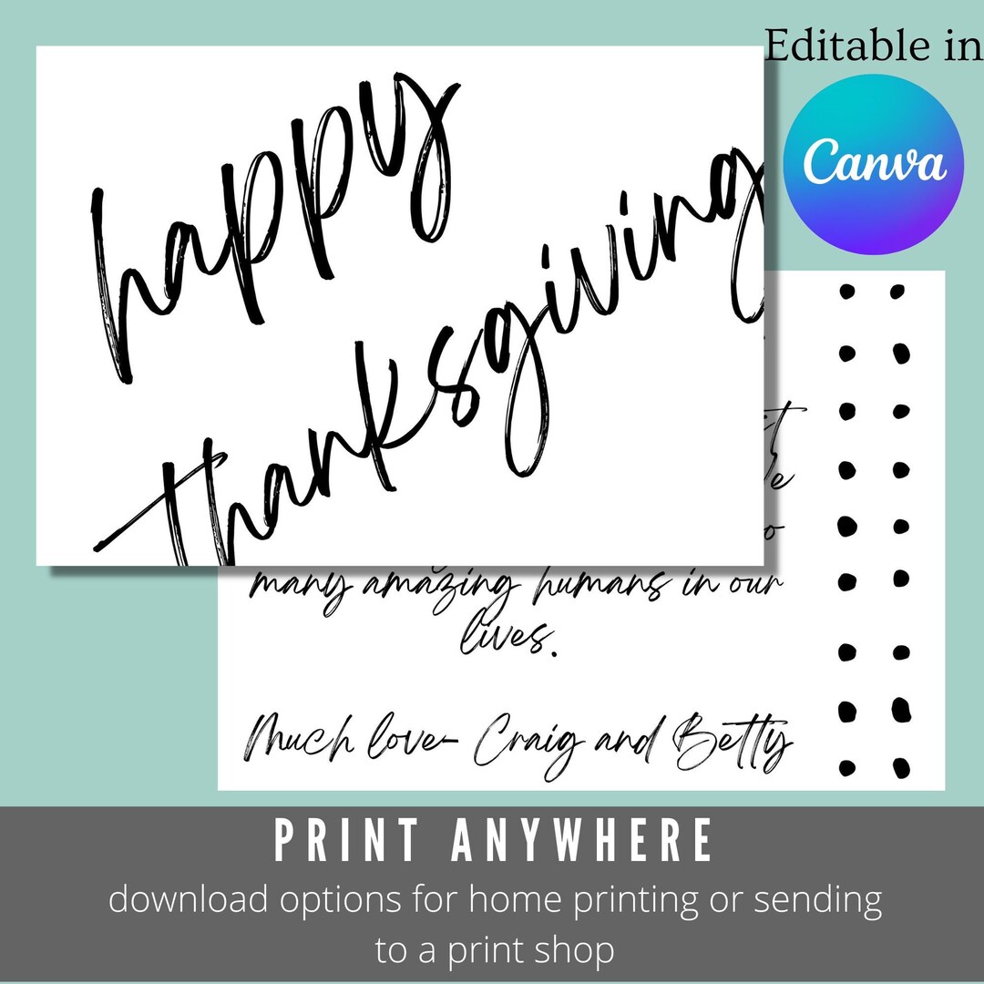 Editable Happy Thanksgiving Canva Card Template, Thanksgiving Editable ...