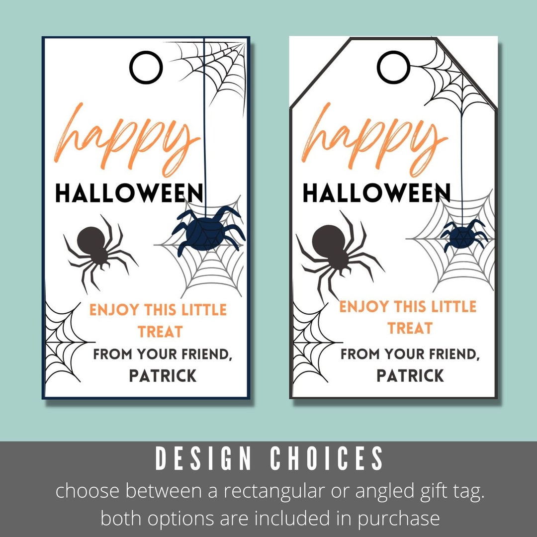 Editable Halloween Favour Tags Spider Gift Tags Costume Party Trick or ...
