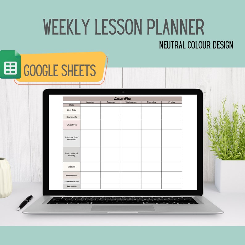 Editable Lesson Plan Template: Neutral Google Sheets (digital PDF) - Etsy