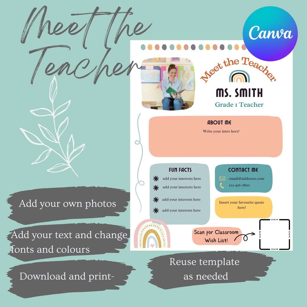 Editable Canva Template L Meet the Teacher Template L Back to School L ...