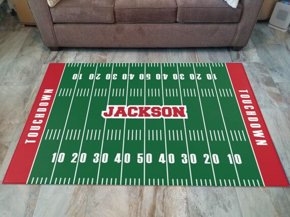 Custom Name and Color Football Field Area Rug | Etsy