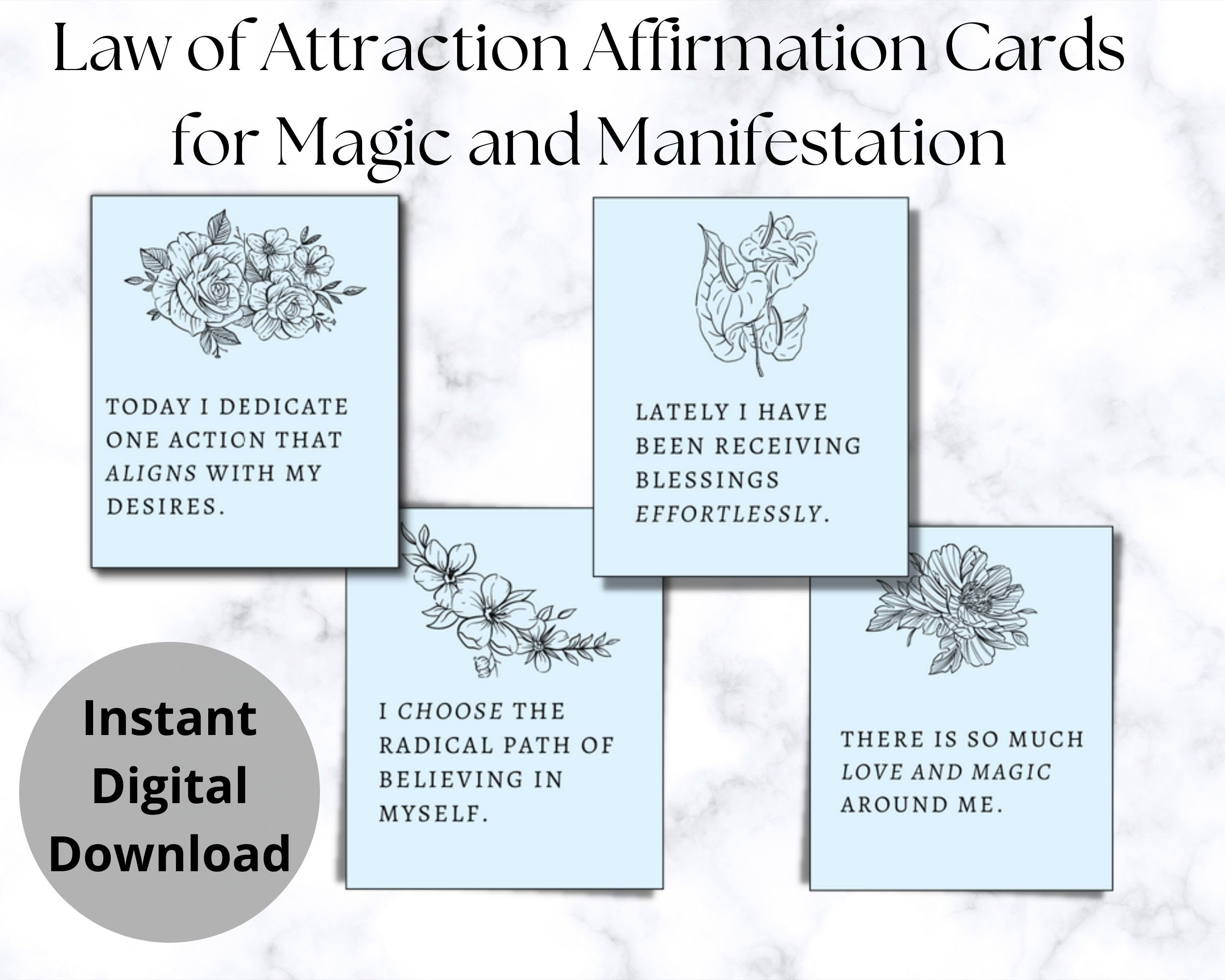 Louise Hay Inspired Affirmation Cards, Blue Affirmation Cards, Abraham ...