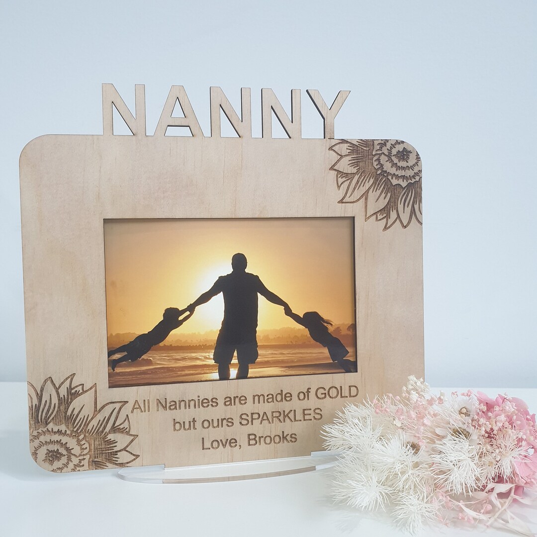 Personalised Engraved Wooden Photo Frame, Nanny Gift - Etsy Australia