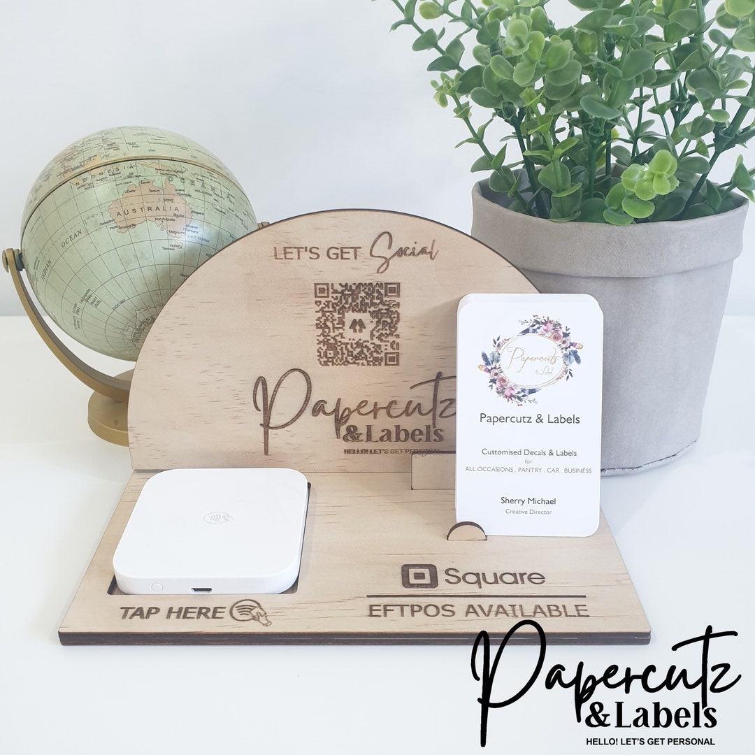 Square Reader Dock Payment Station Social Media Sign Custom Logo QR ...