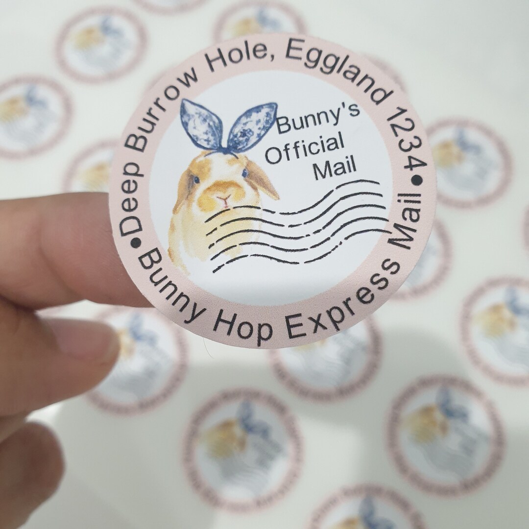 Easter Bunny Official Mail Stamp Stickers, Easter Labels, Easter ...