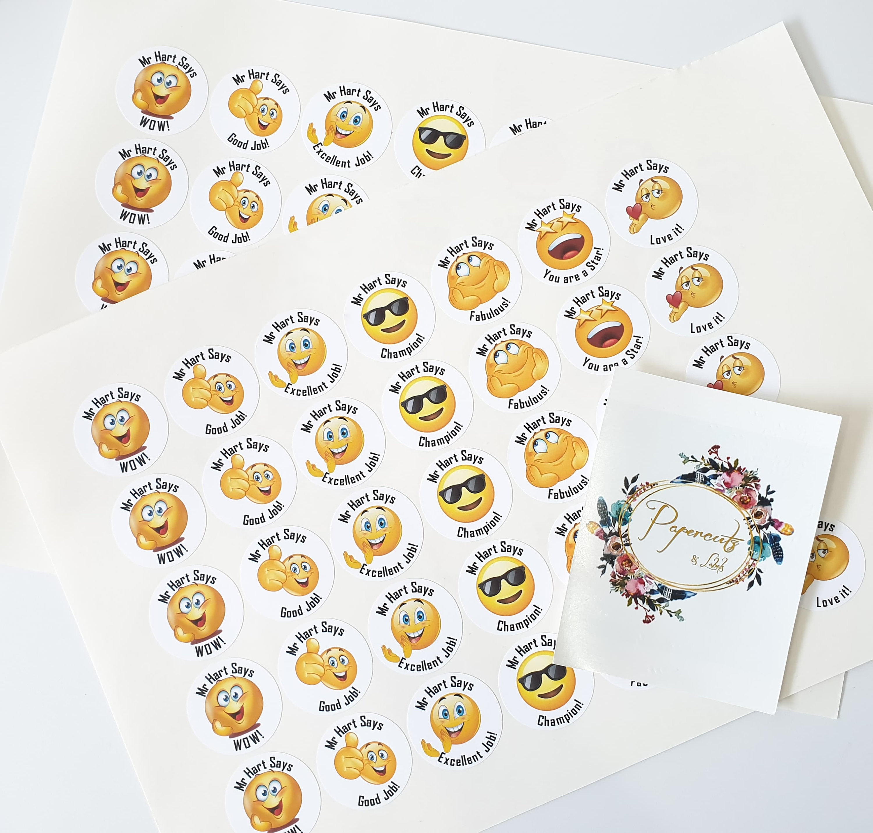 Teacher's Emoji Reward Personalised Stickers for Class | Etsy
