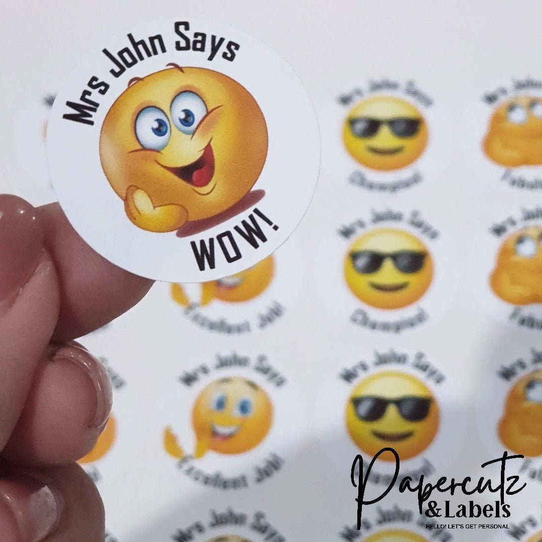 Teacher's Emoji Reward Personalised Stickers for Class Students - Etsy