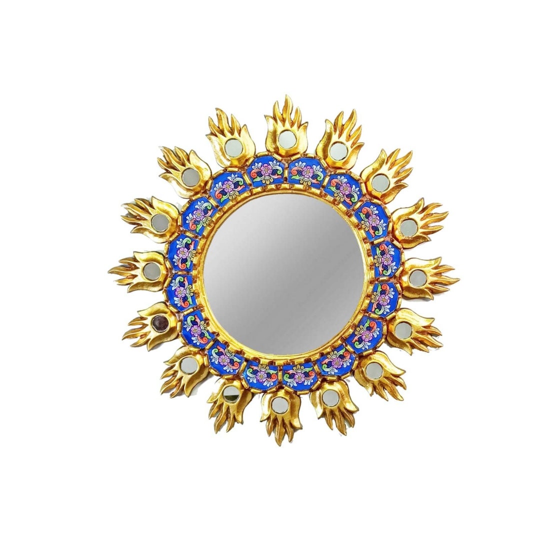 Round Decorative Mirror "blue Sunburst" - Diameter 20"x20 ...