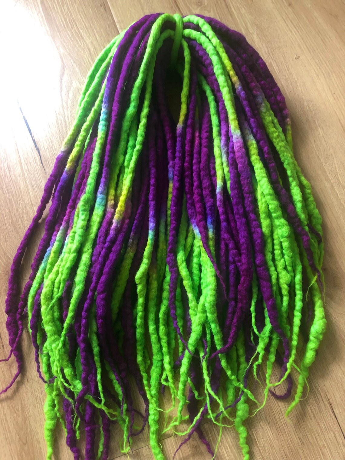 Vibrant Purple & Green Wool Dreadlock Extensions - Etsy