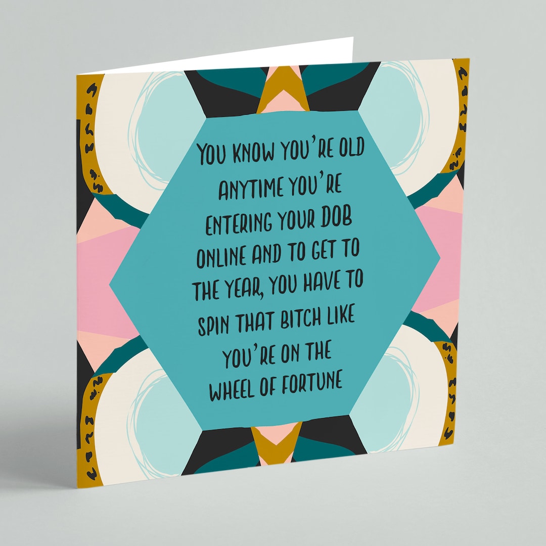 Funny Card About Aging With Matching Envelope, Square Card, Friends ...